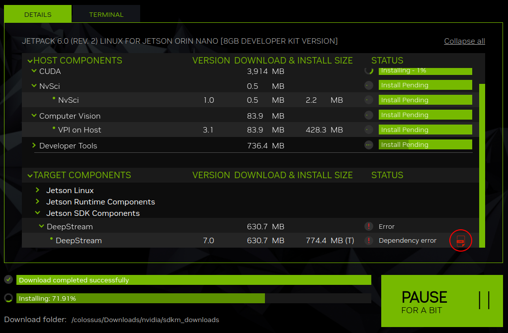 Install Deepstream Software With Sdk Manager — Sdk Manager